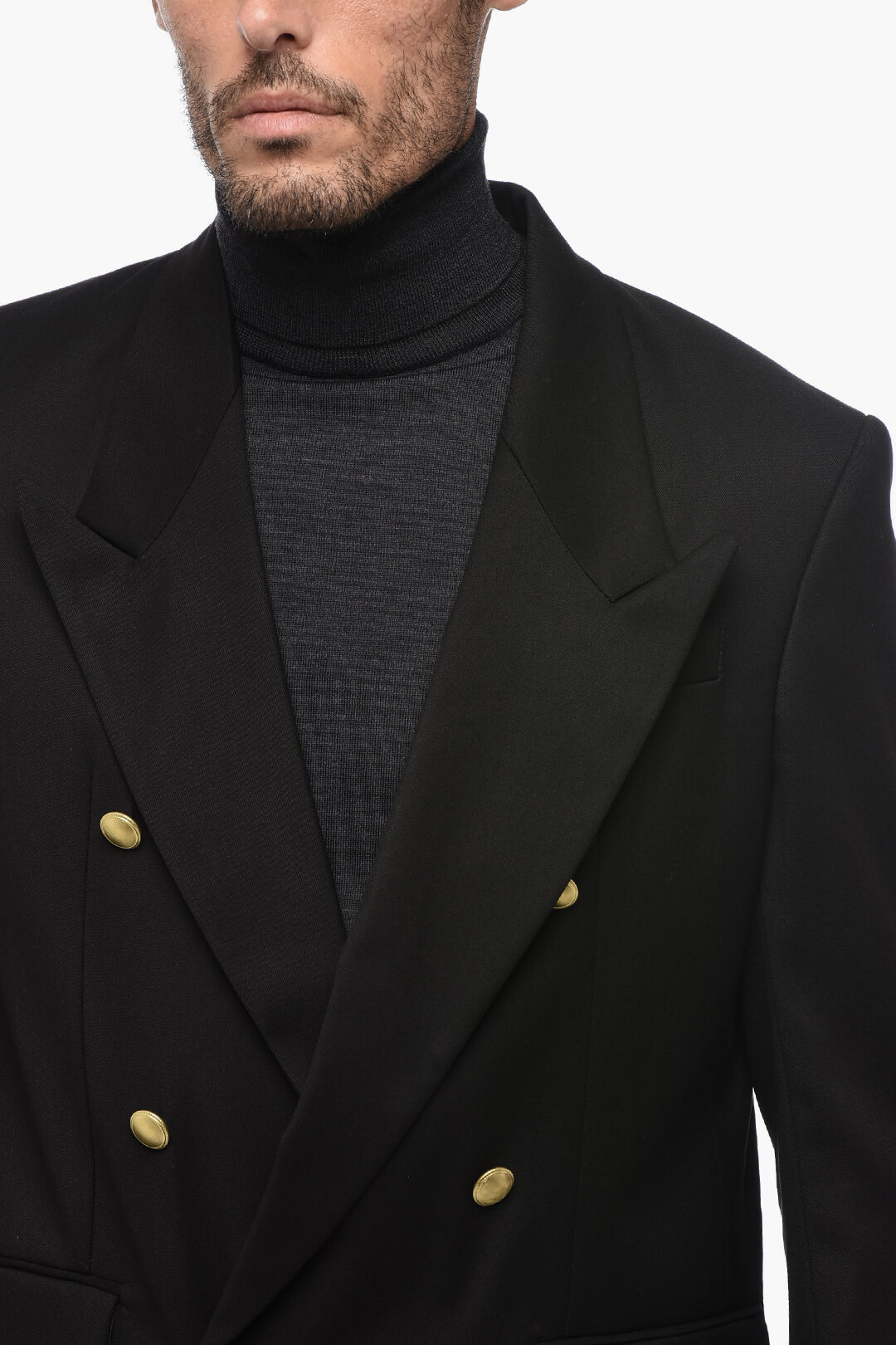 Marsem Solid Color Double-Breasted Blazer with Golden Buttons men ...