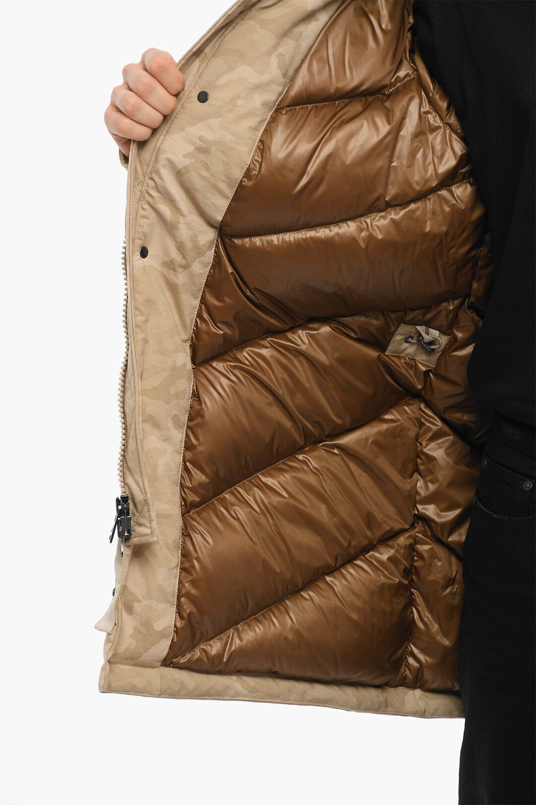 Woolrich Solid Color Down Jacket with Camouflage Details men - Glamood ...