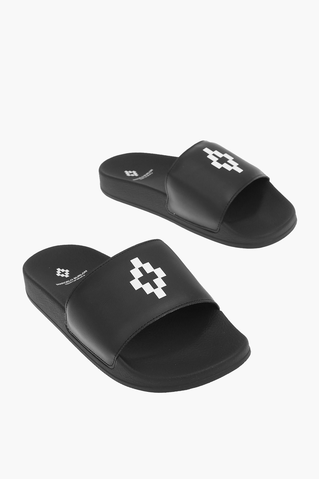 Marcelo Burlon solid color faux leather CROSS sliders men - Glamood Outlet