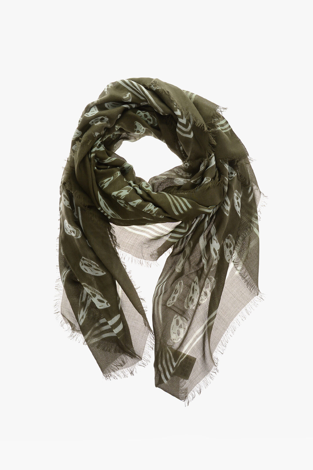 Alexander McQueen Solid Color Foulard with All-Over Skulls men ...