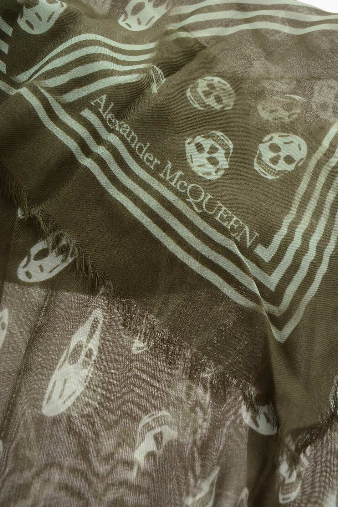Alexander McQueen Solid Color Foulard with All-Over Skulls men ...