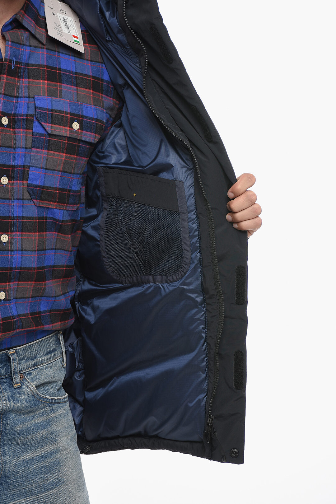 Woolrich Solid Color GREYLOCK Down Jacket with Velcro and Zipped ...