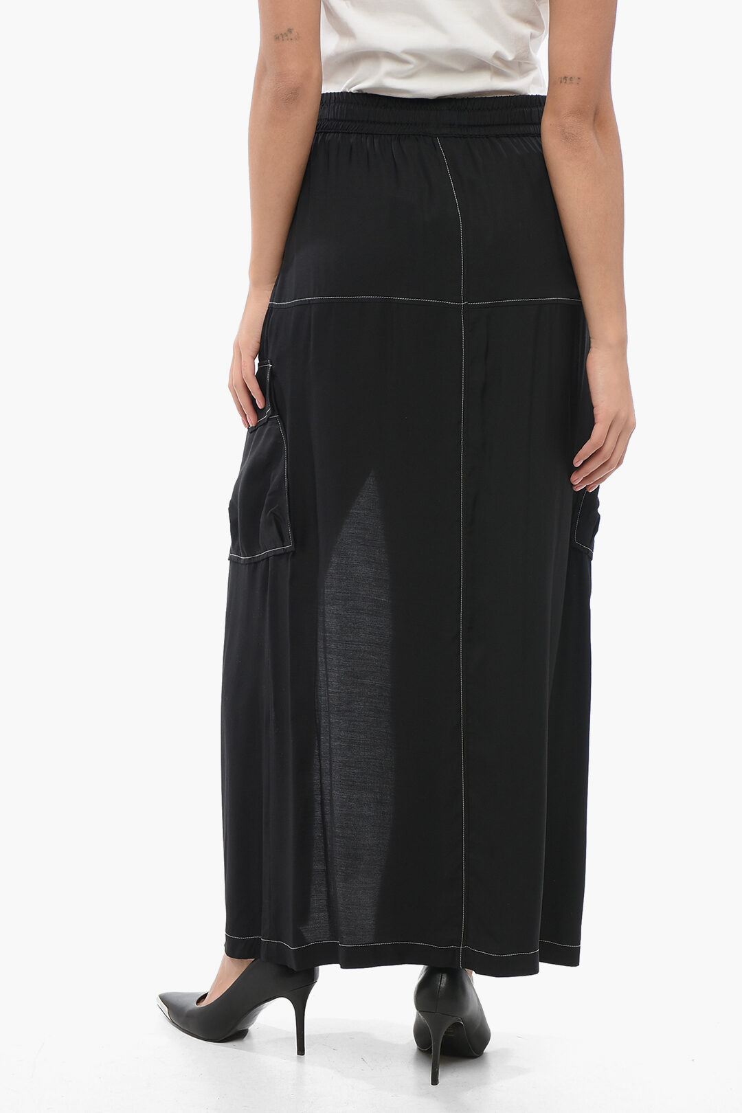 Pinko Solid Color GULP Cargo Skirt with Frontal Split and Visible ...