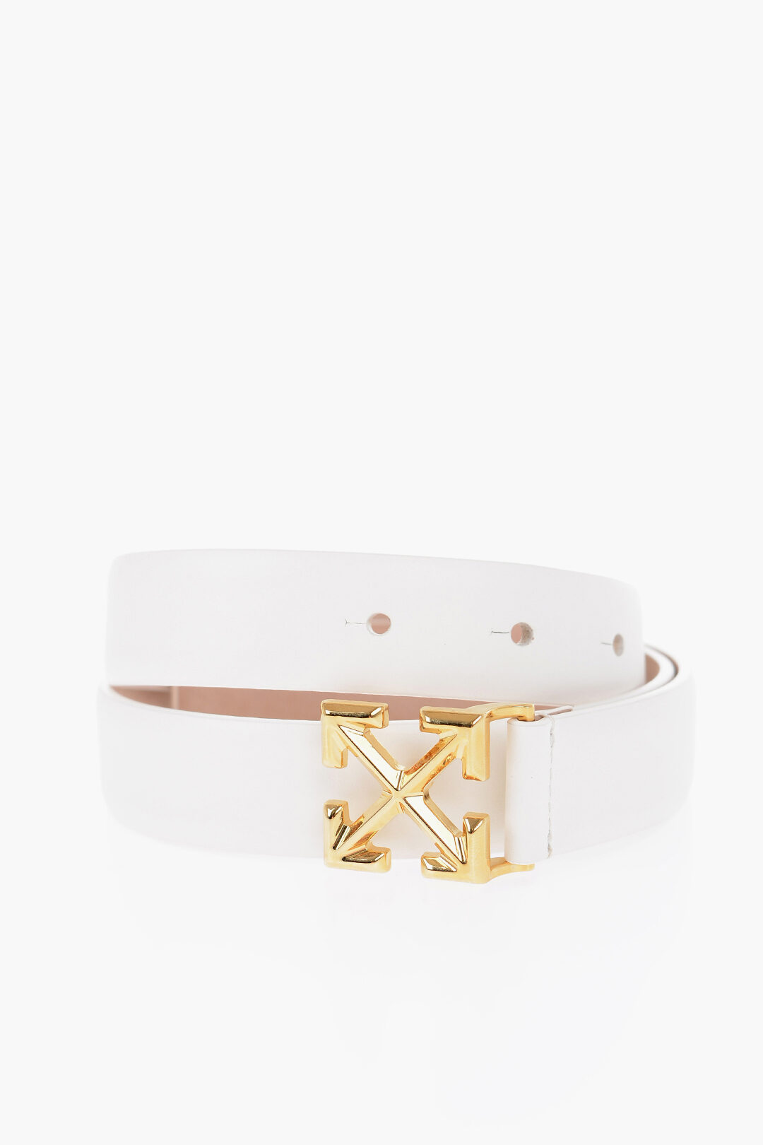 Off-White Solid Color Leather Belt with Golden Closure 25mm women ...