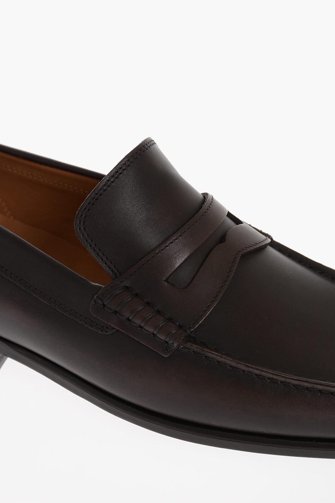 Testoni Solid Color Leather BRACCIANO Penny Loafers men - Glamood Outlet