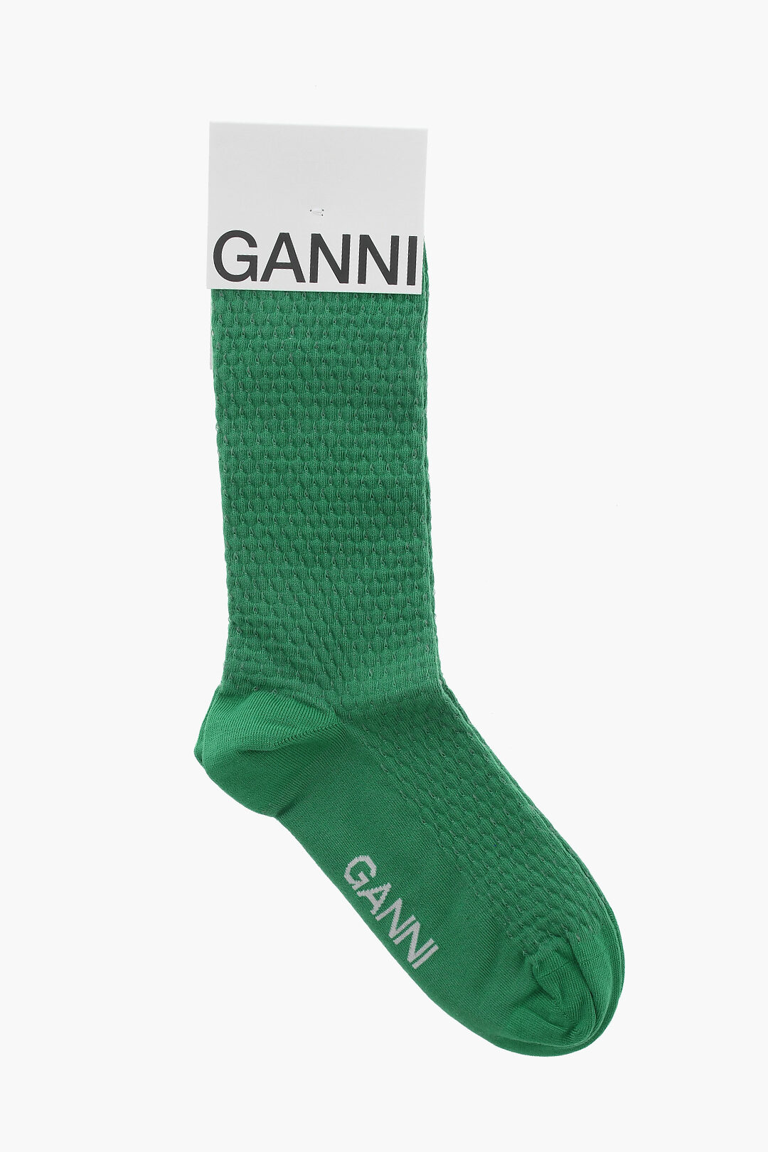 Ganni Solid Color Long Socks with Contrasting Logo women - Glamood Outlet