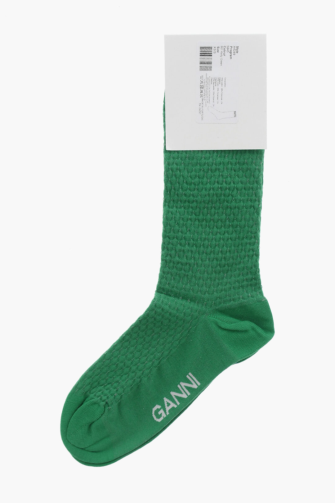 Ganni Solid Color Long Socks with Contrasting Logo women - Glamood Outlet