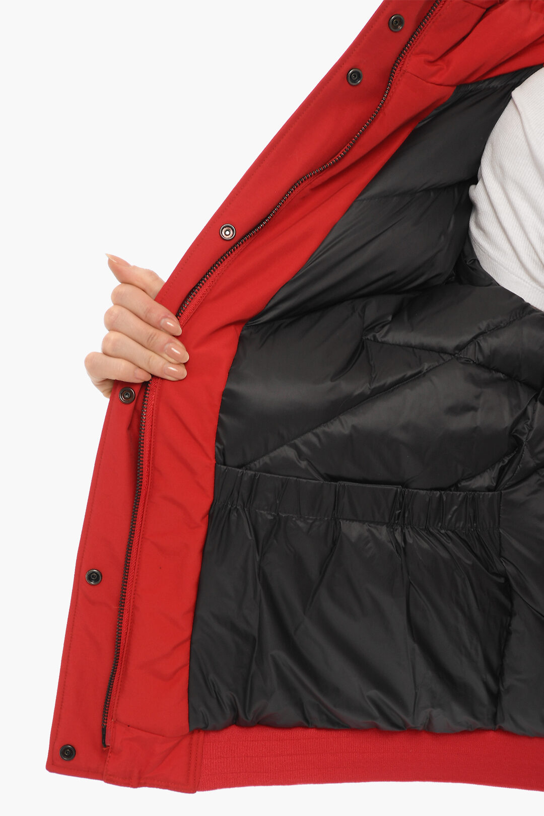 Woolrich Solid Color MINERVA Down Jacket with Hidden Closure and ...