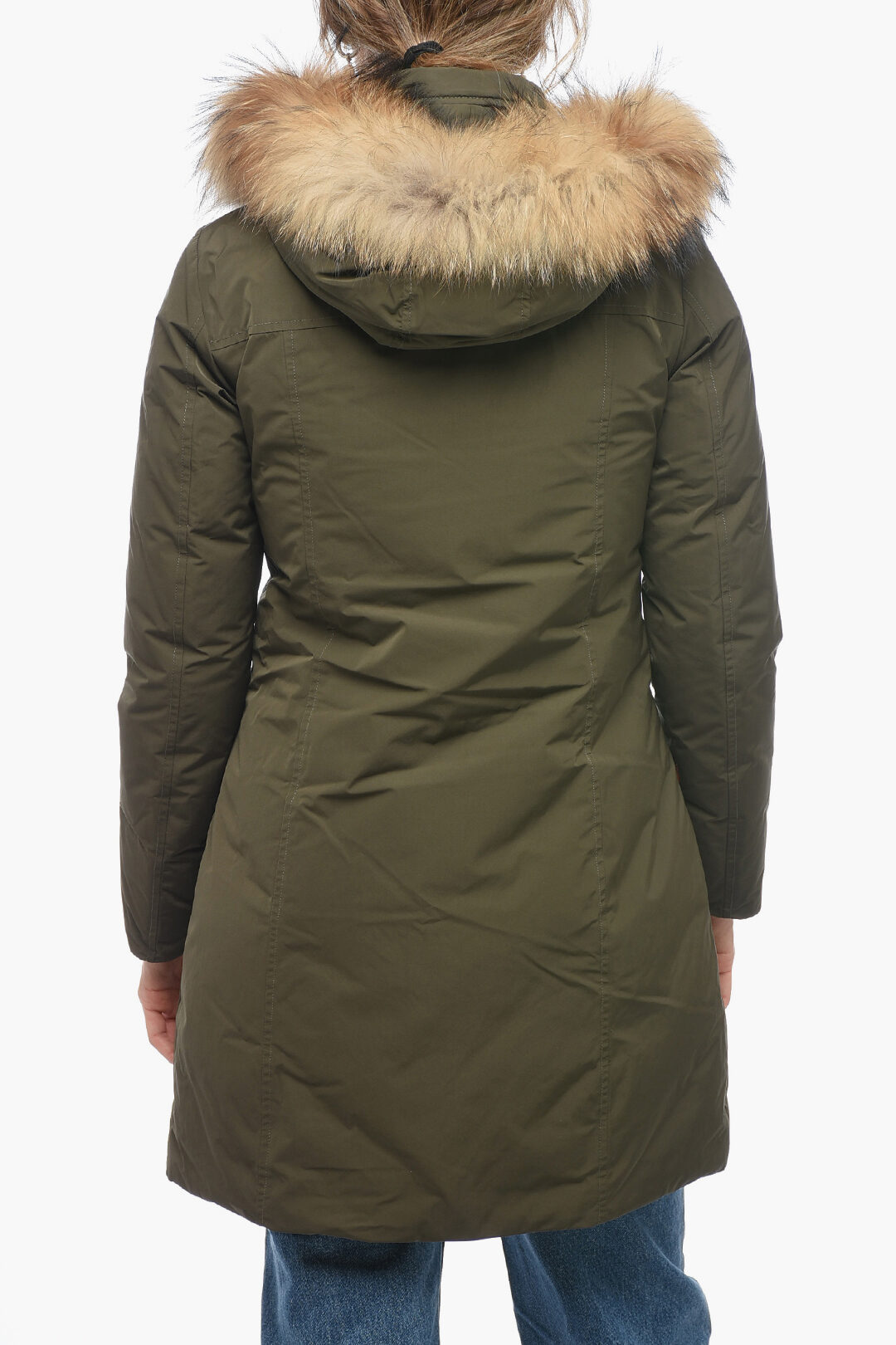 Woolrich Solid Color MODERN Maxi Down Jacket with Real Fur women ...