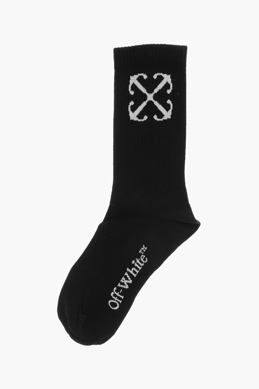 Off-White Solid Color Ribbed Socks with Contrasting Logo men - Glamood ...