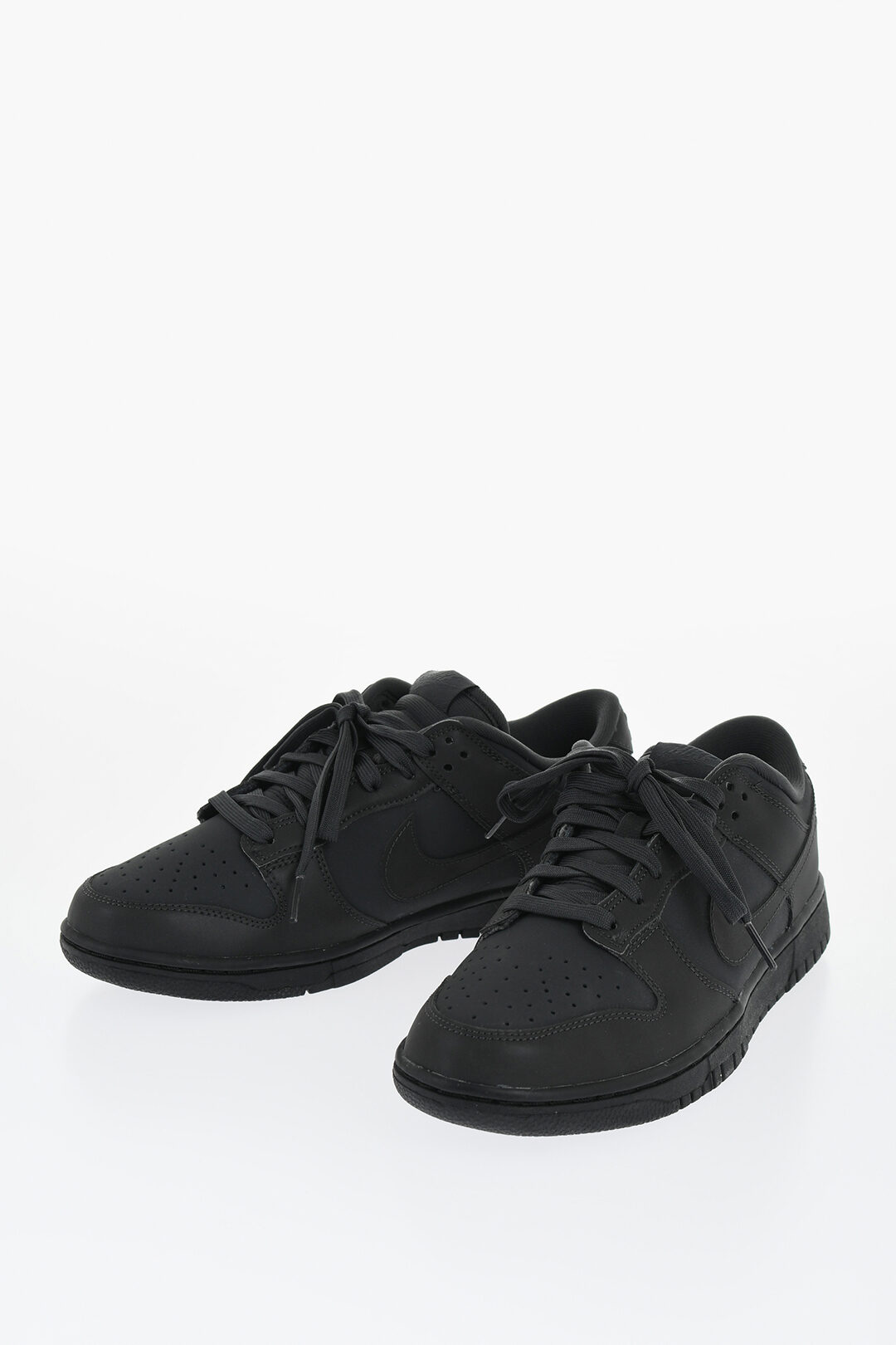Nike Solid Color Rubber DUNK Low Top Sneakers with Leather Details ...