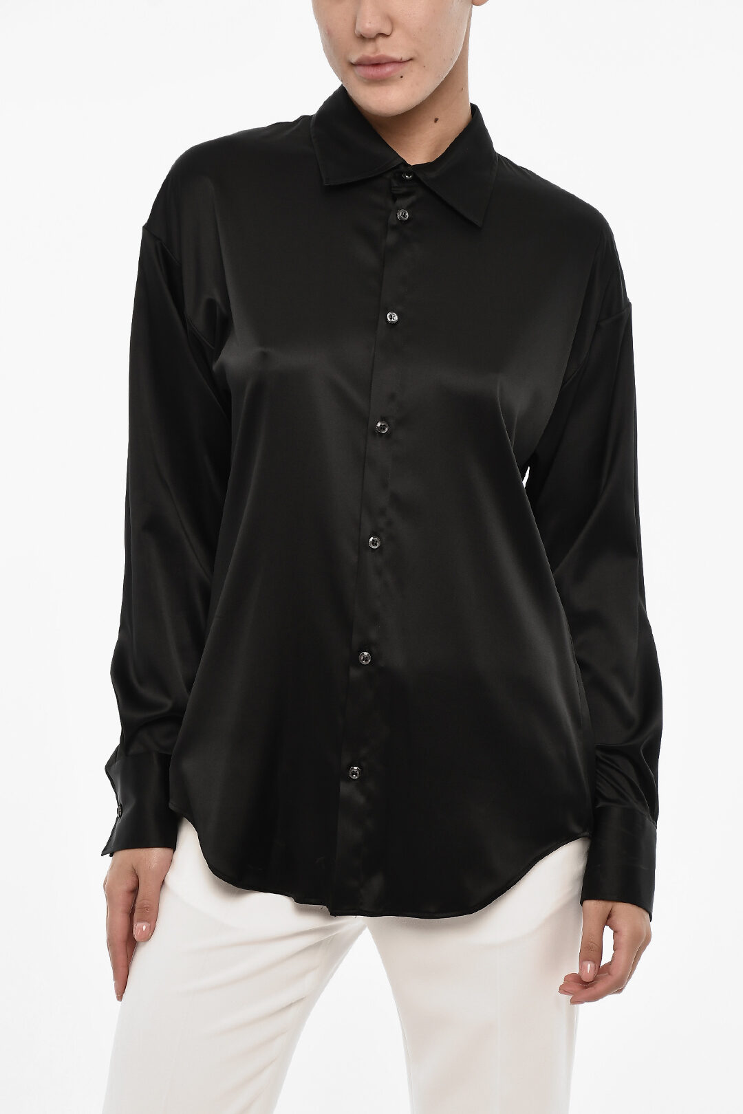 Dsquared2 Solid Color Satin Blouse with Jewels Back women - Glamood Outlet