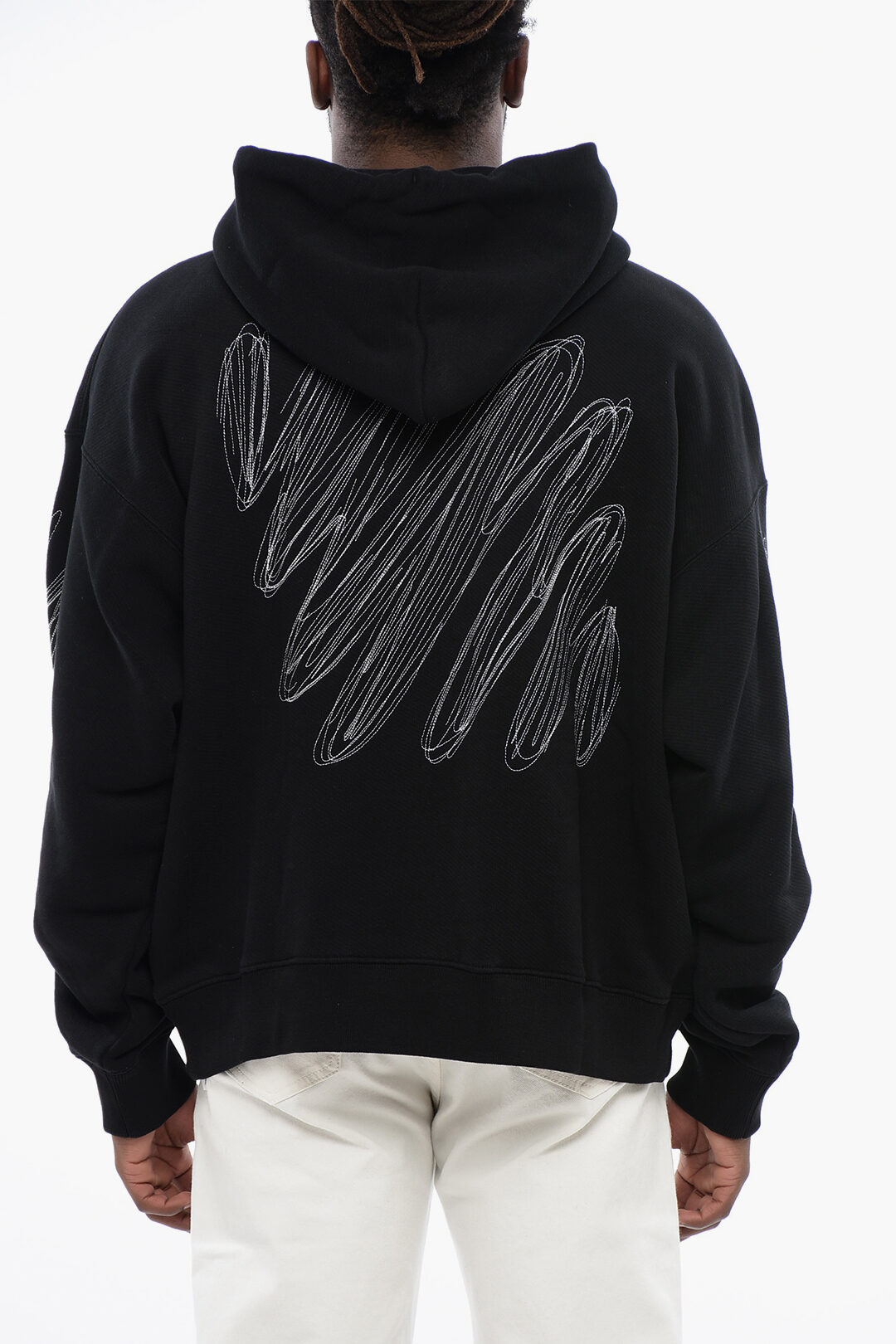 Off-White Solid Color SCRIBBLE DIAGS SKATE Hoddie with Patch Pocket men ...