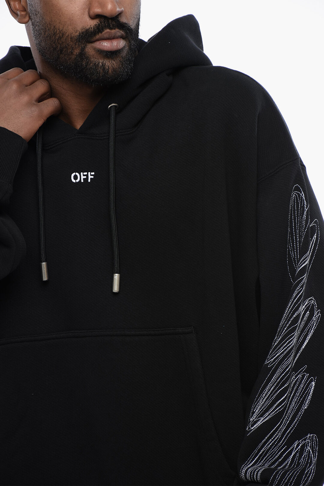 Off-White Solid Color SCRIBBLE DIAGS SKATE Hoddie with Patch Pocket men ...