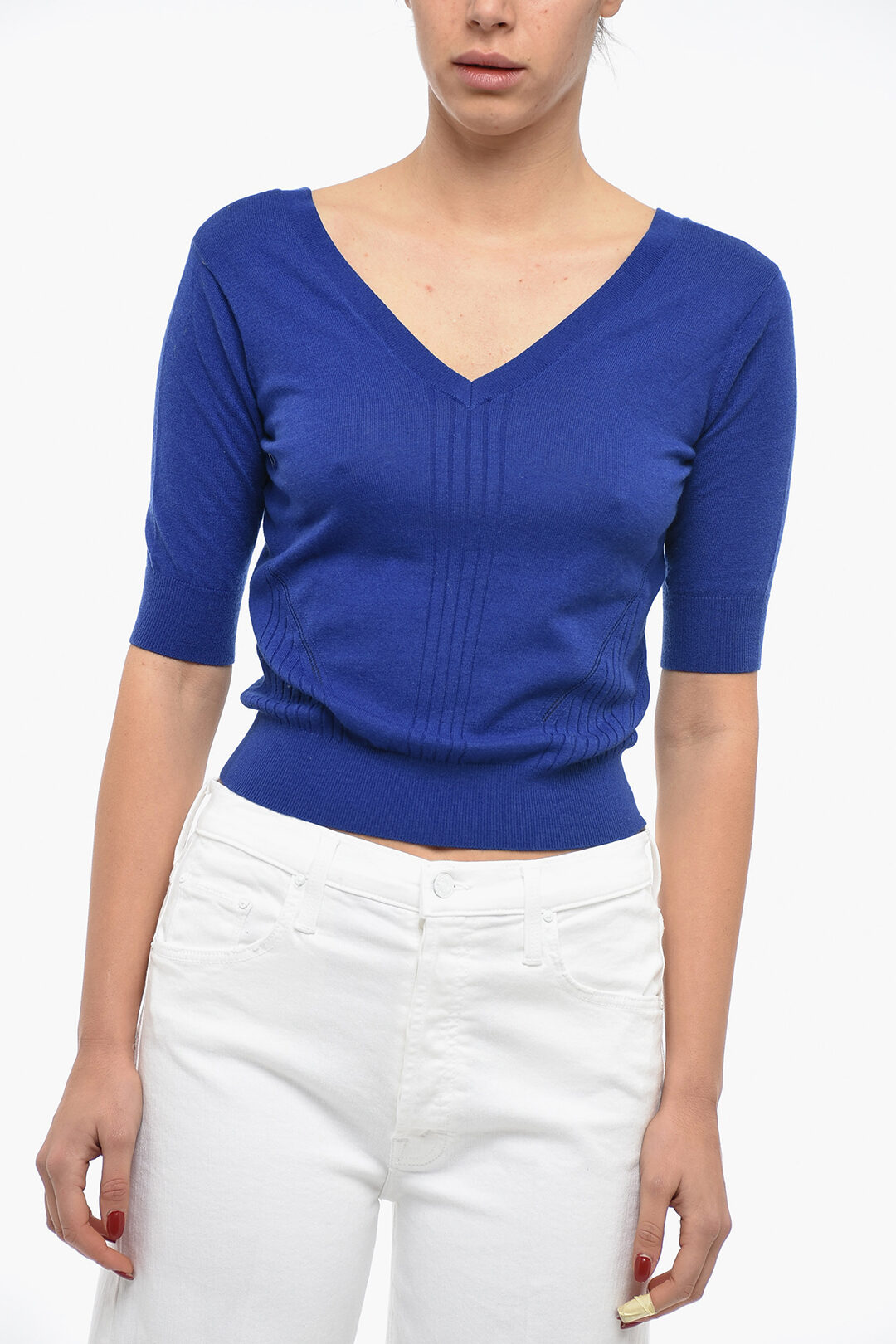 Who s Who Solid Color V-Neck Sweater women - Glamood Outlet