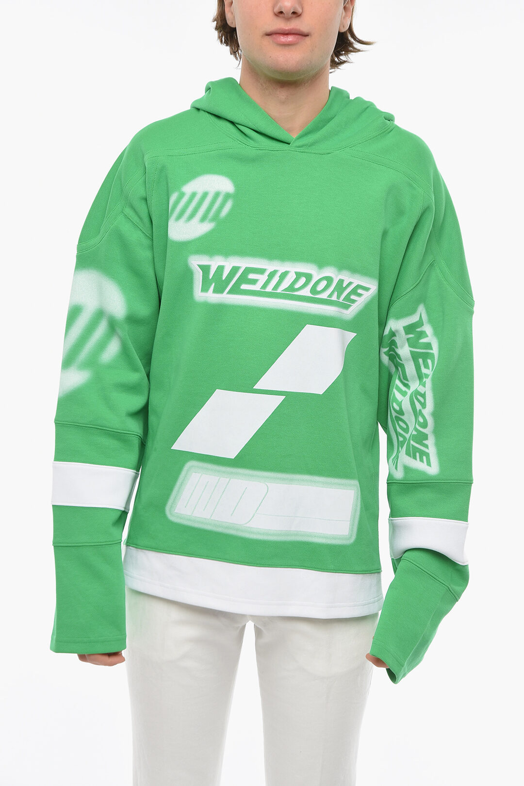 We11done Spray Effect Football Oversized Hoodie men - Glamood Outlet