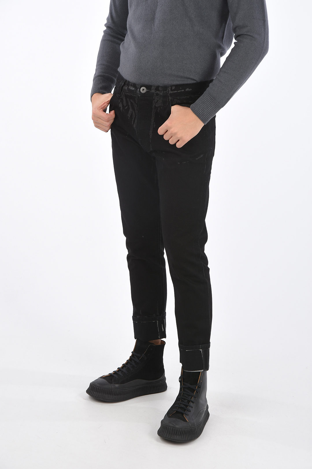 Prada Stain Effect LOOSE FIT Denims with Cuffs men - Glamood Outlet