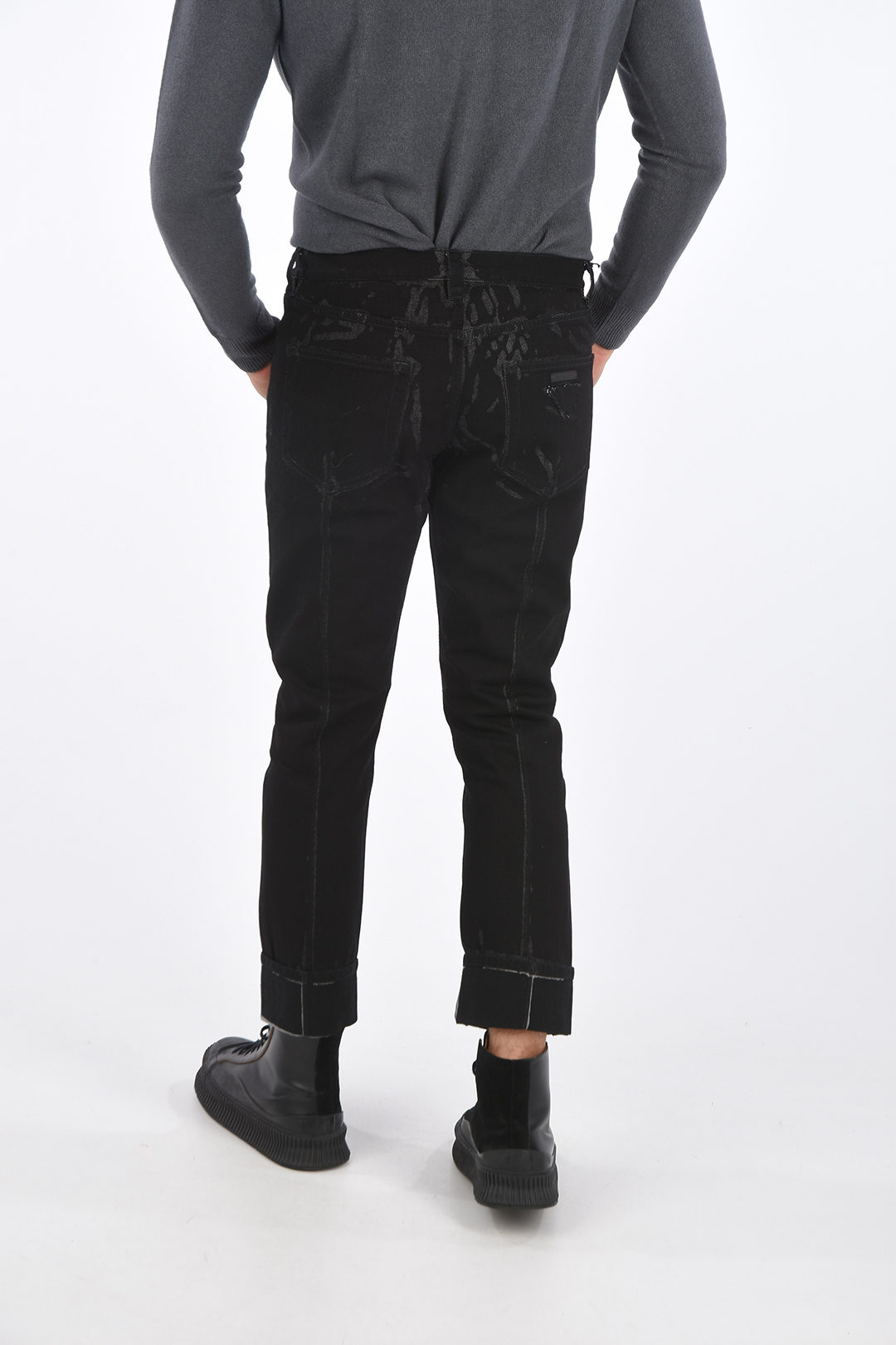 Prada Stain Effect LOOSE FIT Denims with Cuffs men - Glamood Outlet
