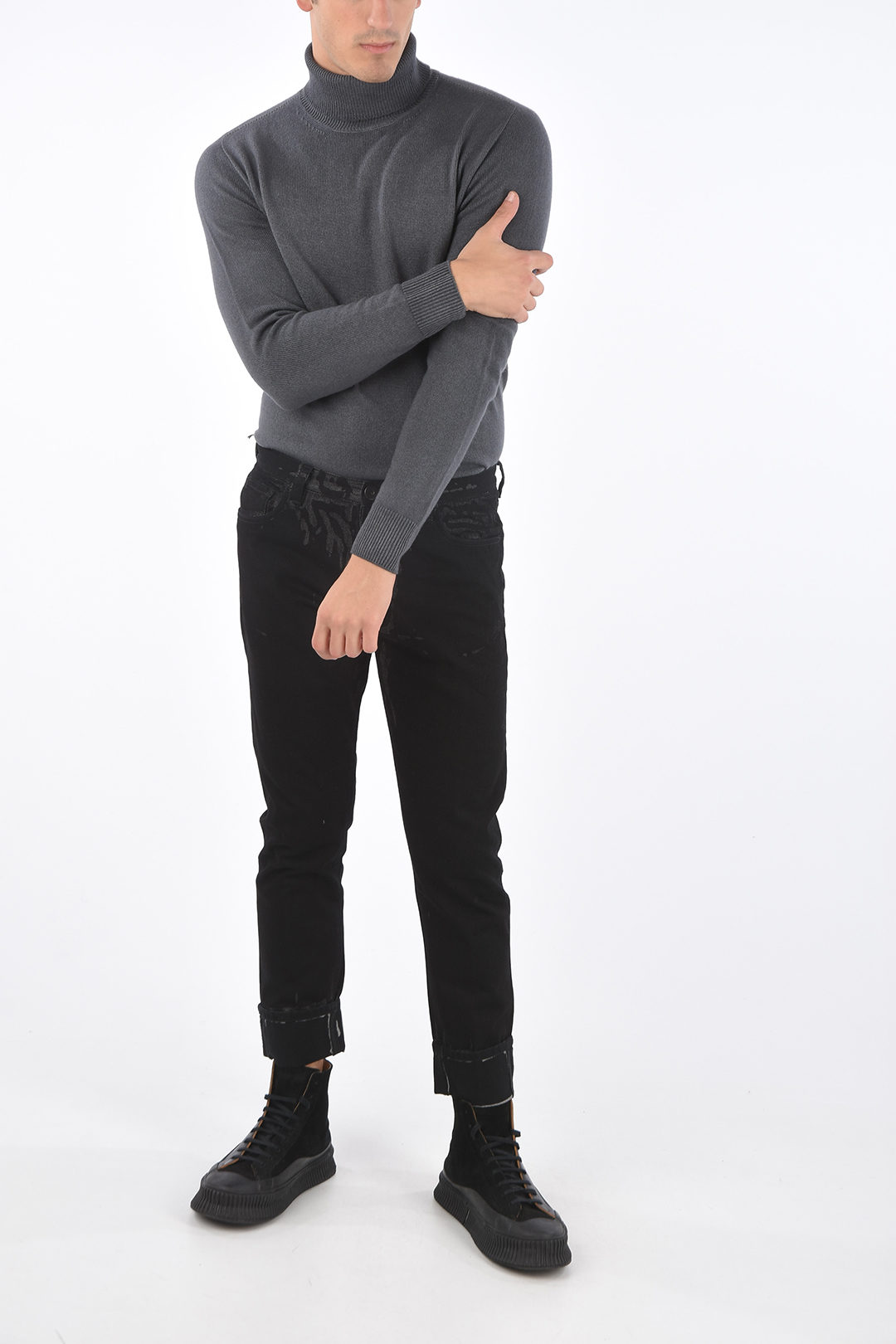 Prada Stain Effect LOOSE FIT Denims with Cuffs men - Glamood Outlet