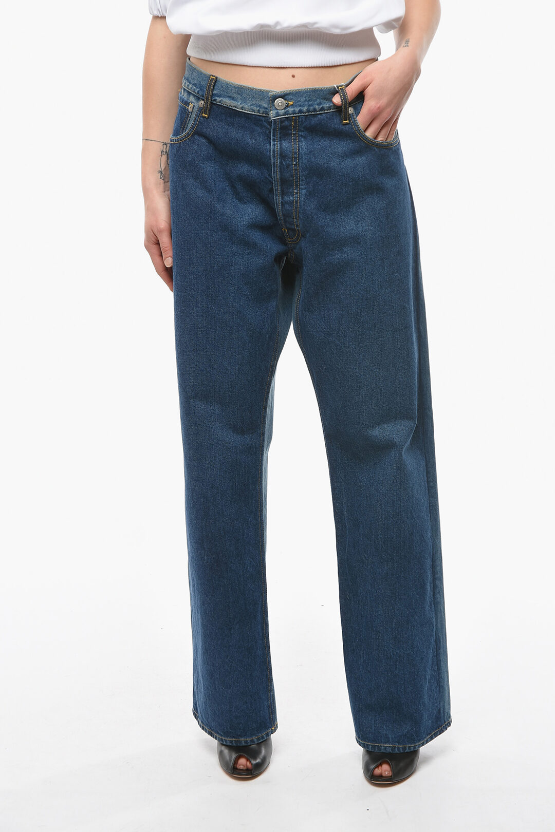 Maison Margiela Straight-leg Baggy Denims with High-waist and Dark Wash ...