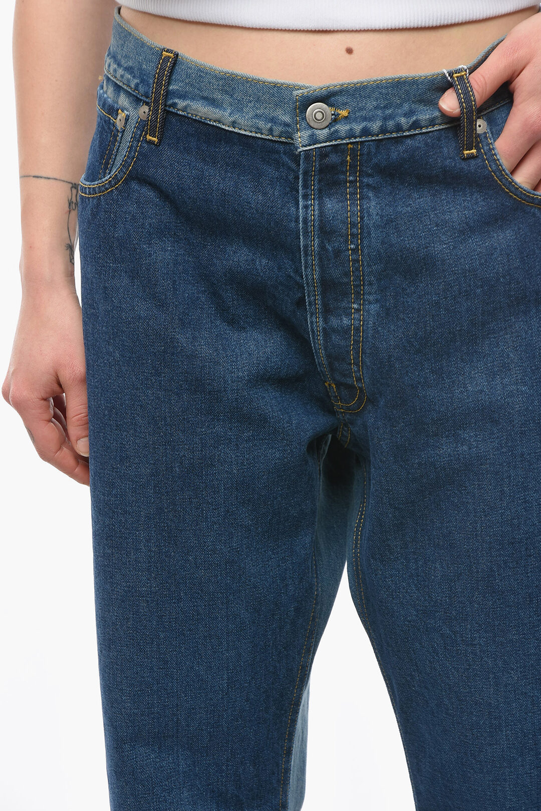 Maison Margiela Straight-leg Baggy Denims with High-waist and Dark Wash ...