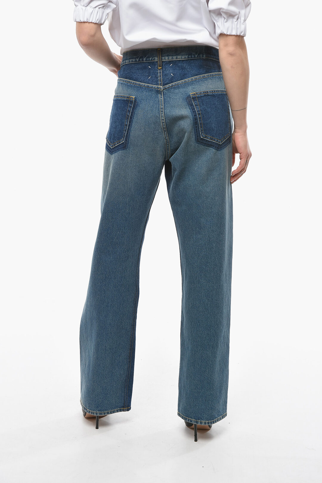 Maison Margiela Straight-leg Baggy Denims with High-waist and Dark Wash ...