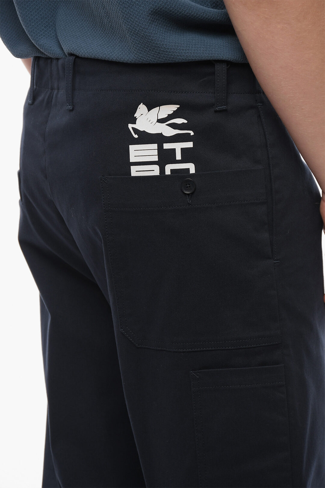 Etro Stretch Cotton Cargo Pants with Printed Logo men - Glamood Outlet