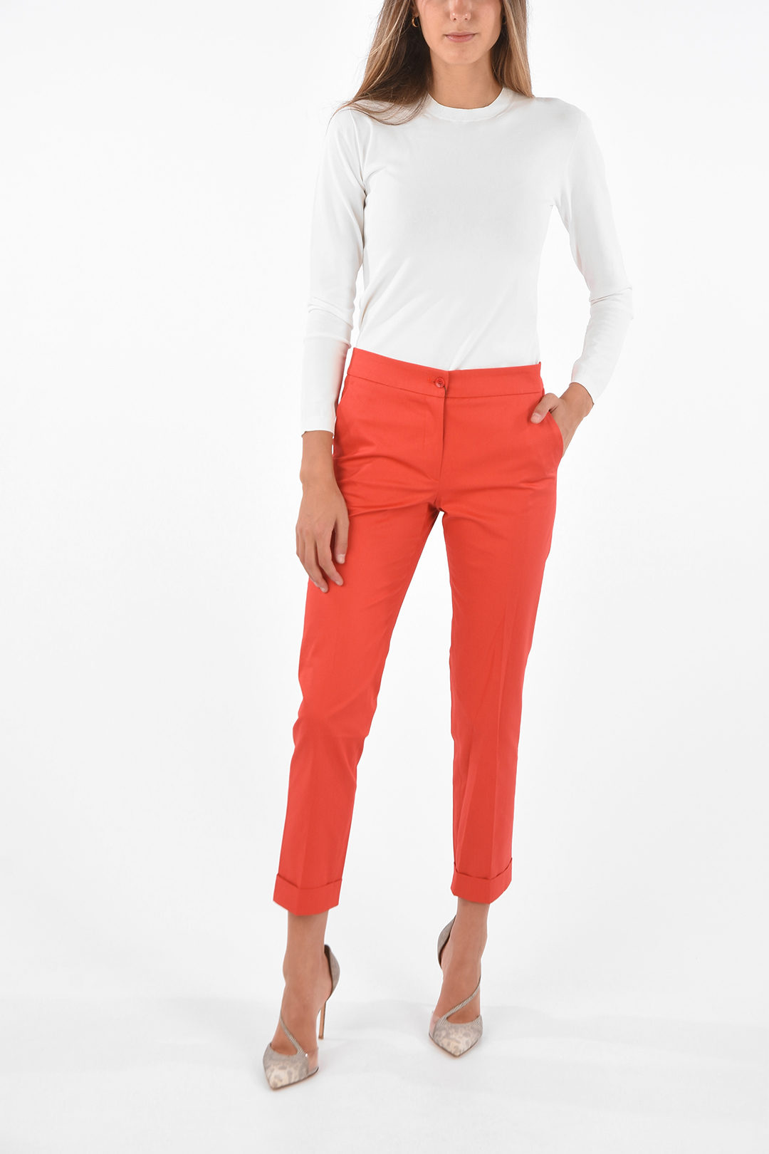 Etro Stretch Cotton Cuffed Hem Pants women - Glamood Outlet