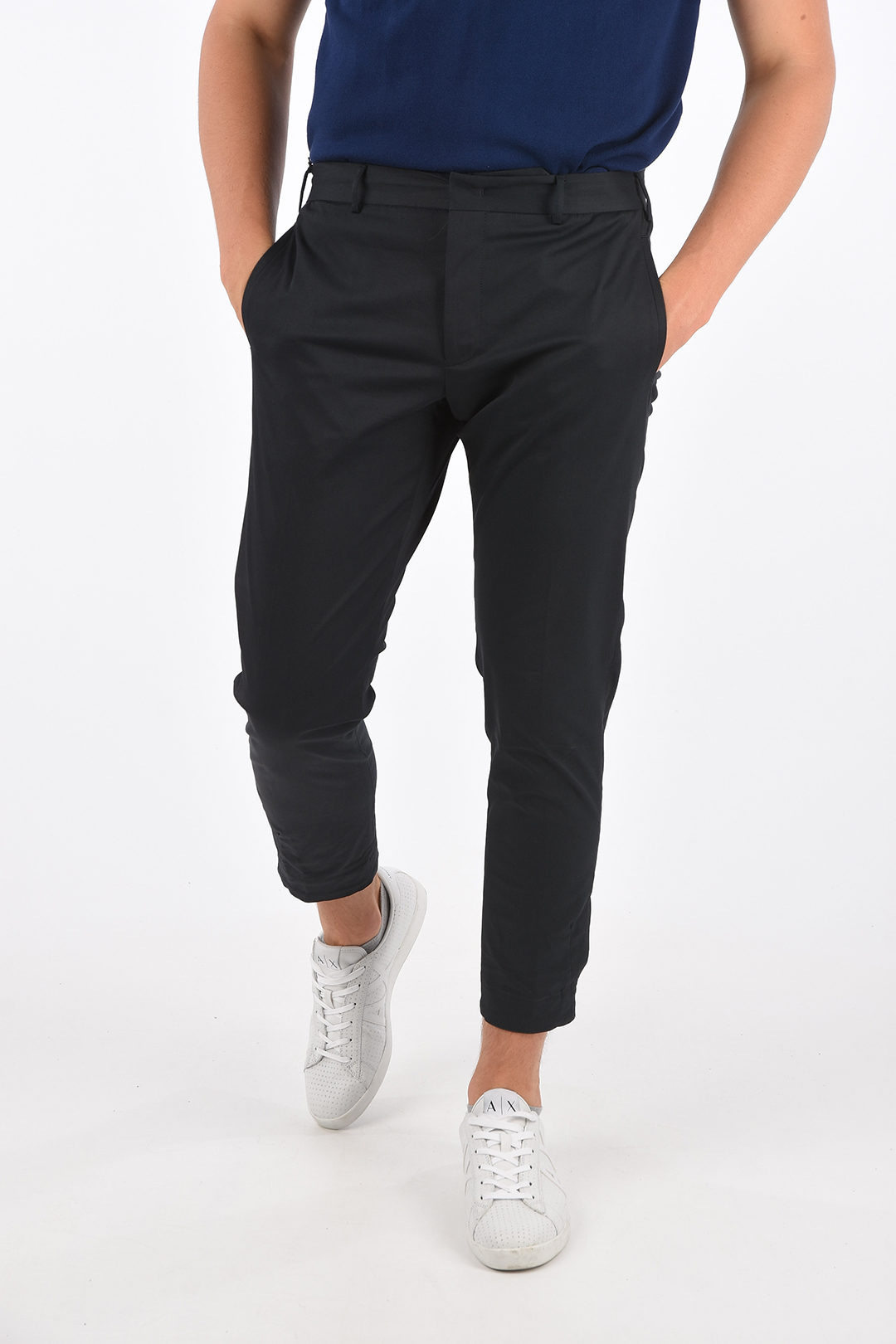 PT01 Stretch Cotton LAMDA Pants with Ankle Touch Strap men - Glamood Outlet