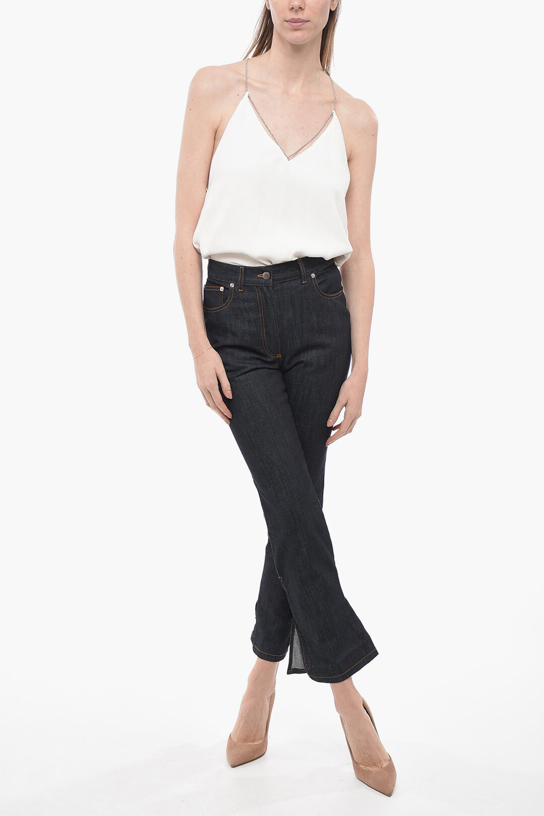 J.W.Anderson Stretch Denim Slim Fit Jeans with Ankle Slit 23cm women ...