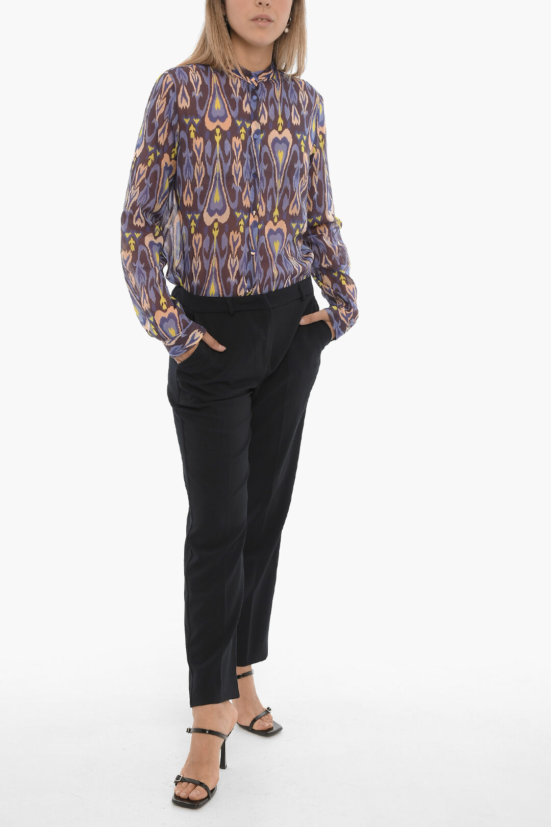 EDRA Stretch Fabric Pants with Belt Loops women - Glamood Outlet