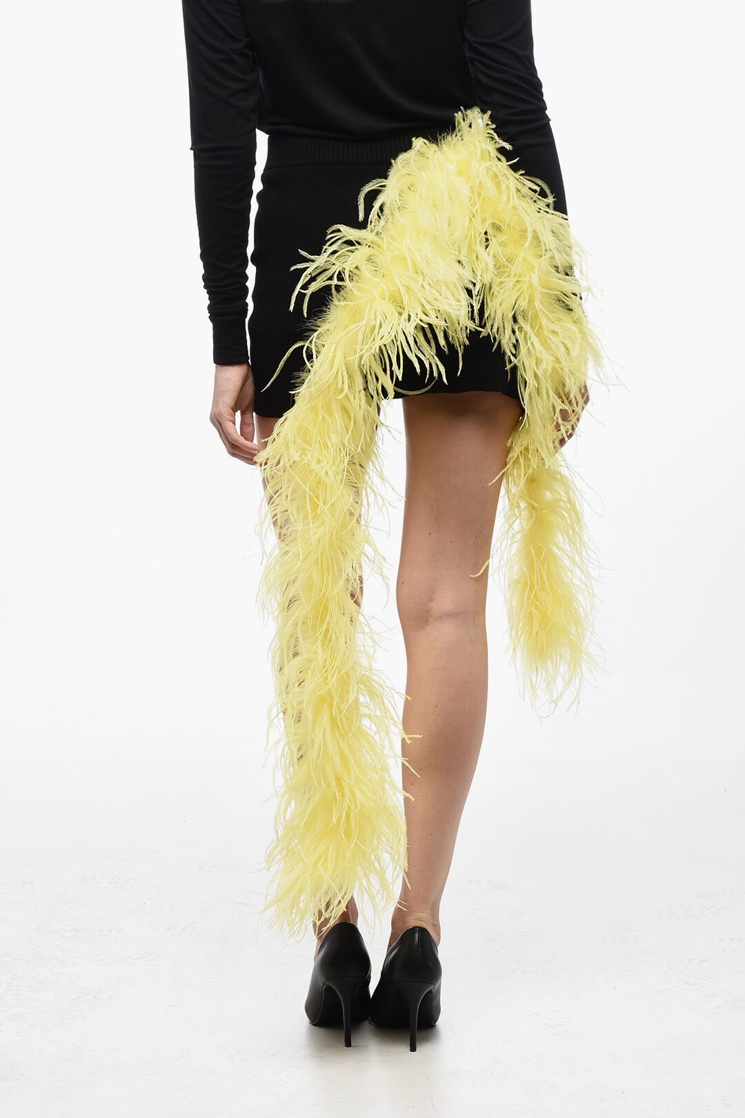 The Attico Stretchy Mini-Skirt with Feathers Application women ...
