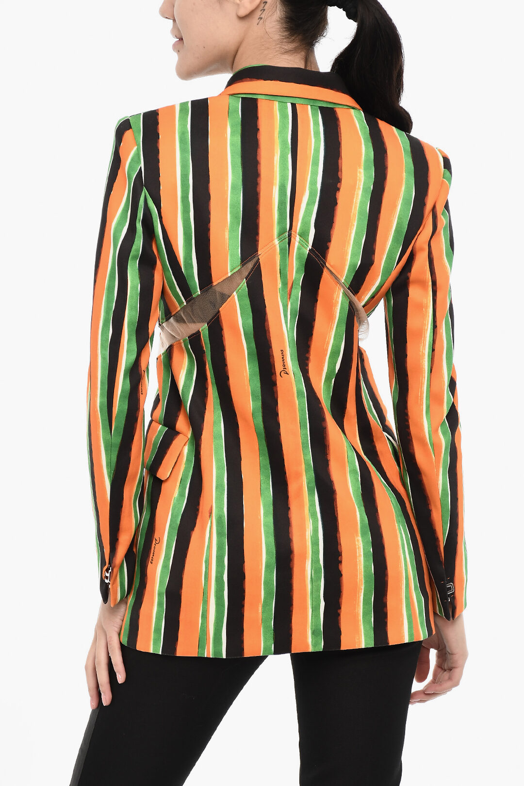 Dsquared2 Striped Blazer with Flap Pocket and Cut Out Details women ...