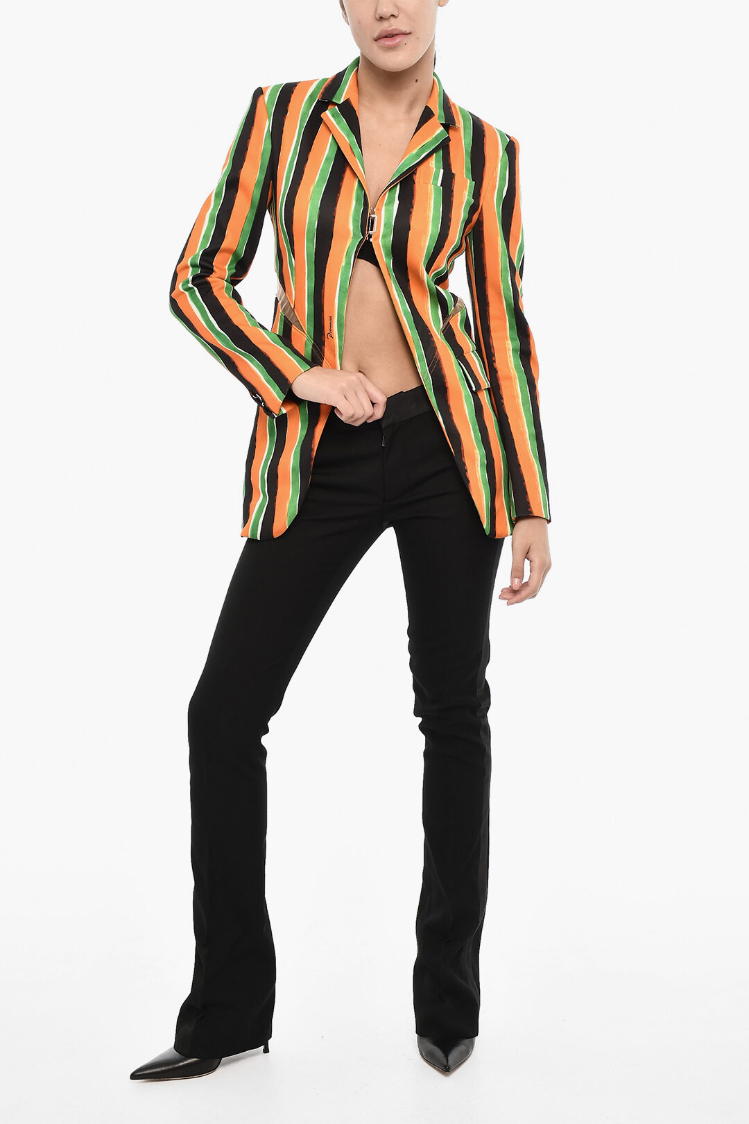 Dsquared2 Striped Blazer with Flap Pocket and Cut Out Details women ...