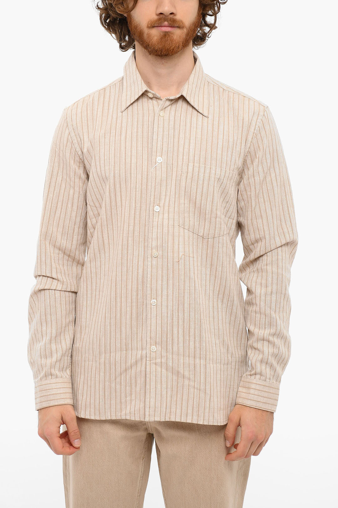 Samsoe Samsoe Striped Linen Blend LIAM FP Long Sleeved Shirt men ...
