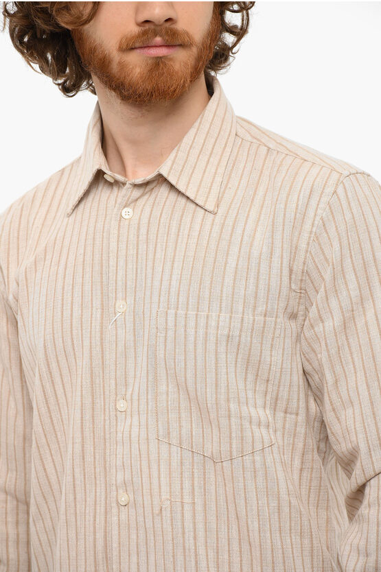 Samsoe Samsoe Striped Linen Blend LIAM FP Long Sleeved Shirt men ...