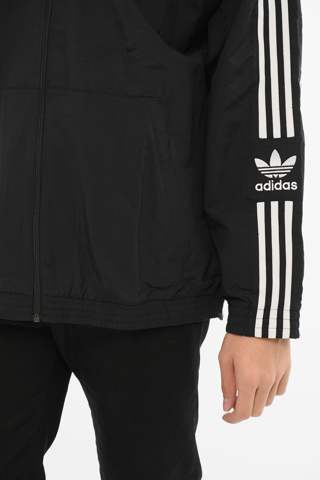 Adidas Striped-patterned Windbreaker Jacket with Embroidered Logo men ...