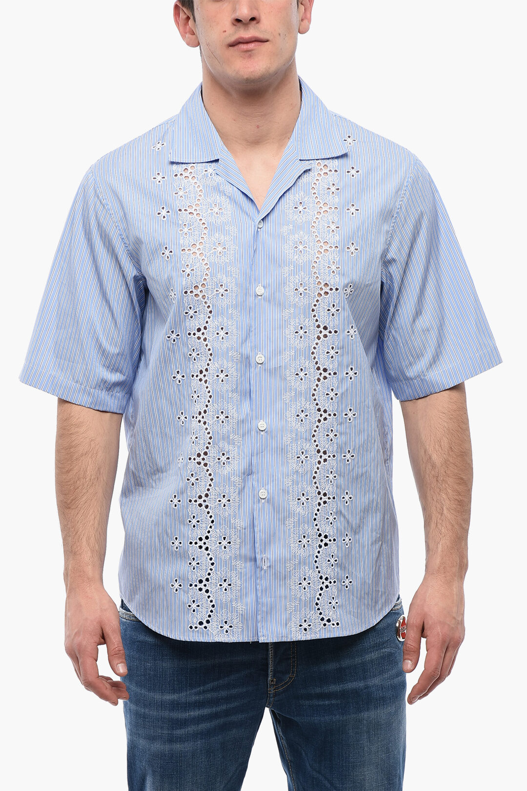 Dsquared2 Striped SUNSET BOWLING Shirt with Broderie Anglaise men ...