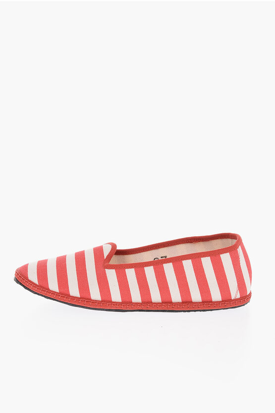 Vibi Venezia Striped Two-Tone Canvas Furlane Ballet Flats women ...