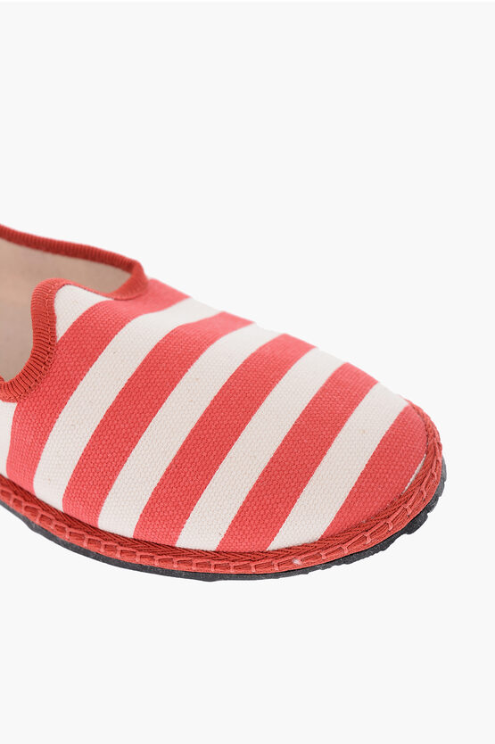 Vibi Venezia Striped Two-Tone Canvas Furlane Ballet Flats women ...