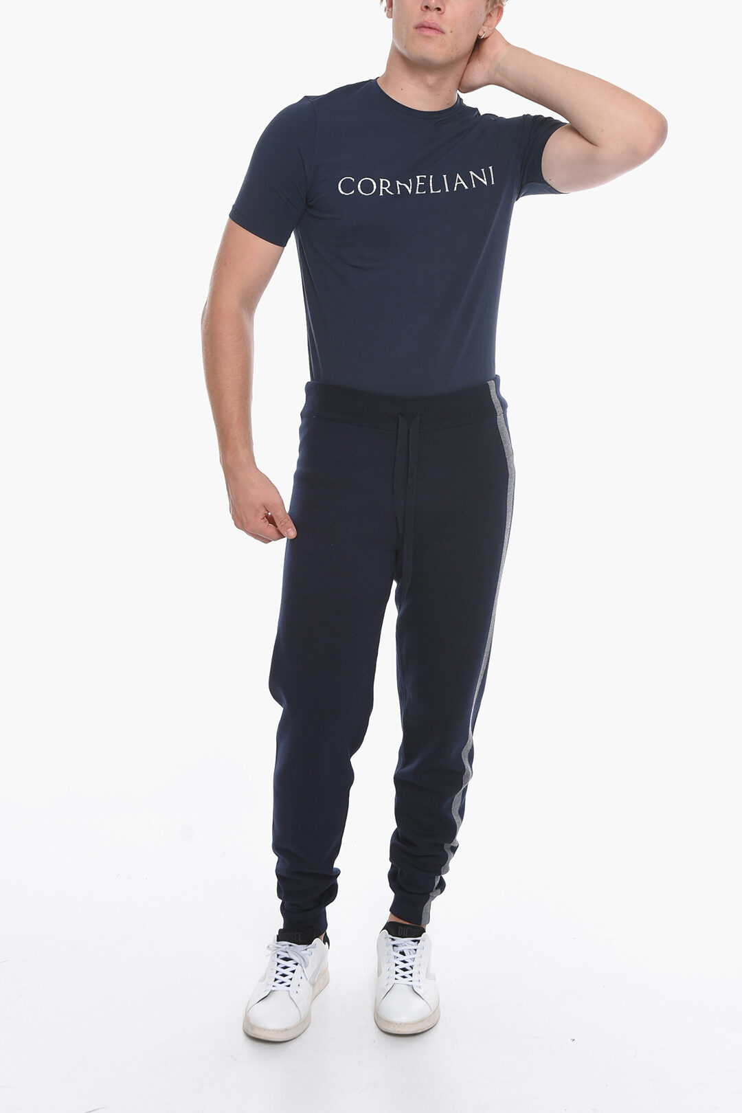 Corneliani STYLE & FREEDOM Contrasting Band Knitted Sweatpants men ...