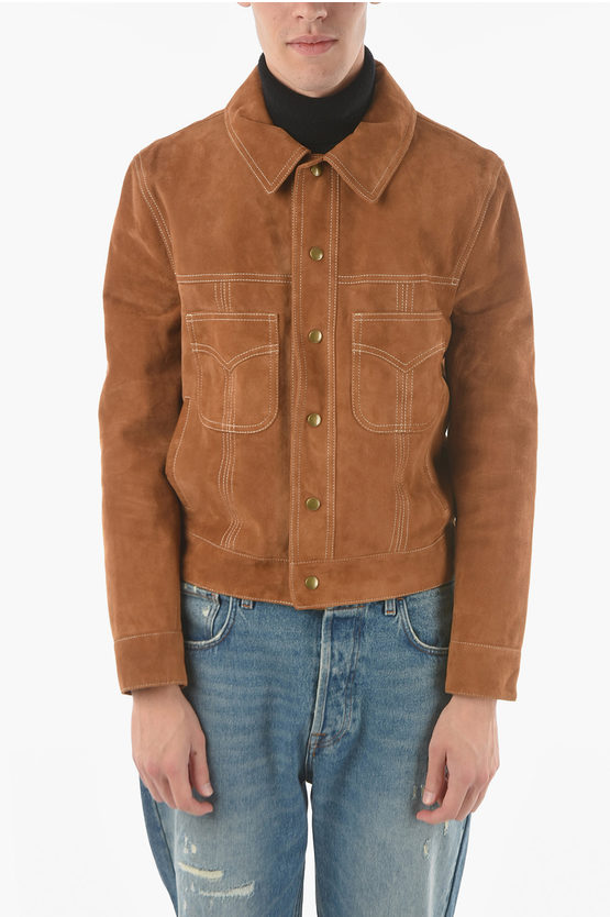 Celine Suede Leather Jacket with Double Breast Pocket men - Glamood Outlet
