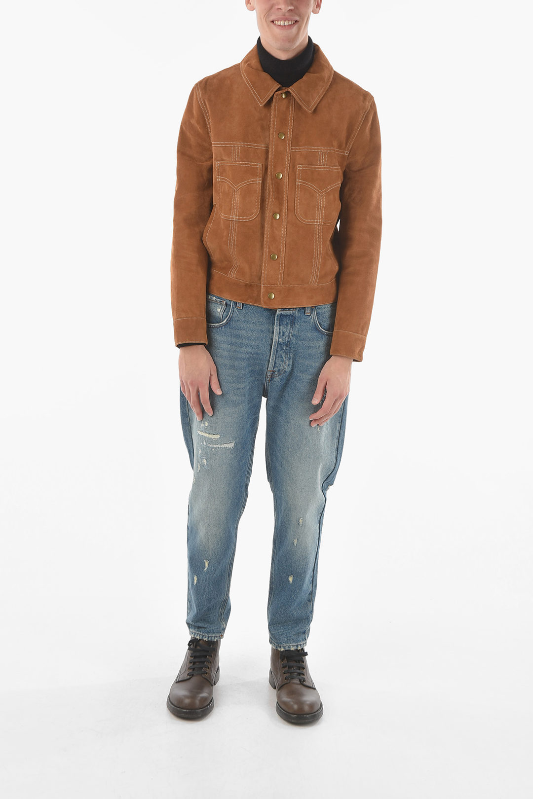 Celine Suede Leather Jacket with Double Breast Pocket men - Glamood Outlet
