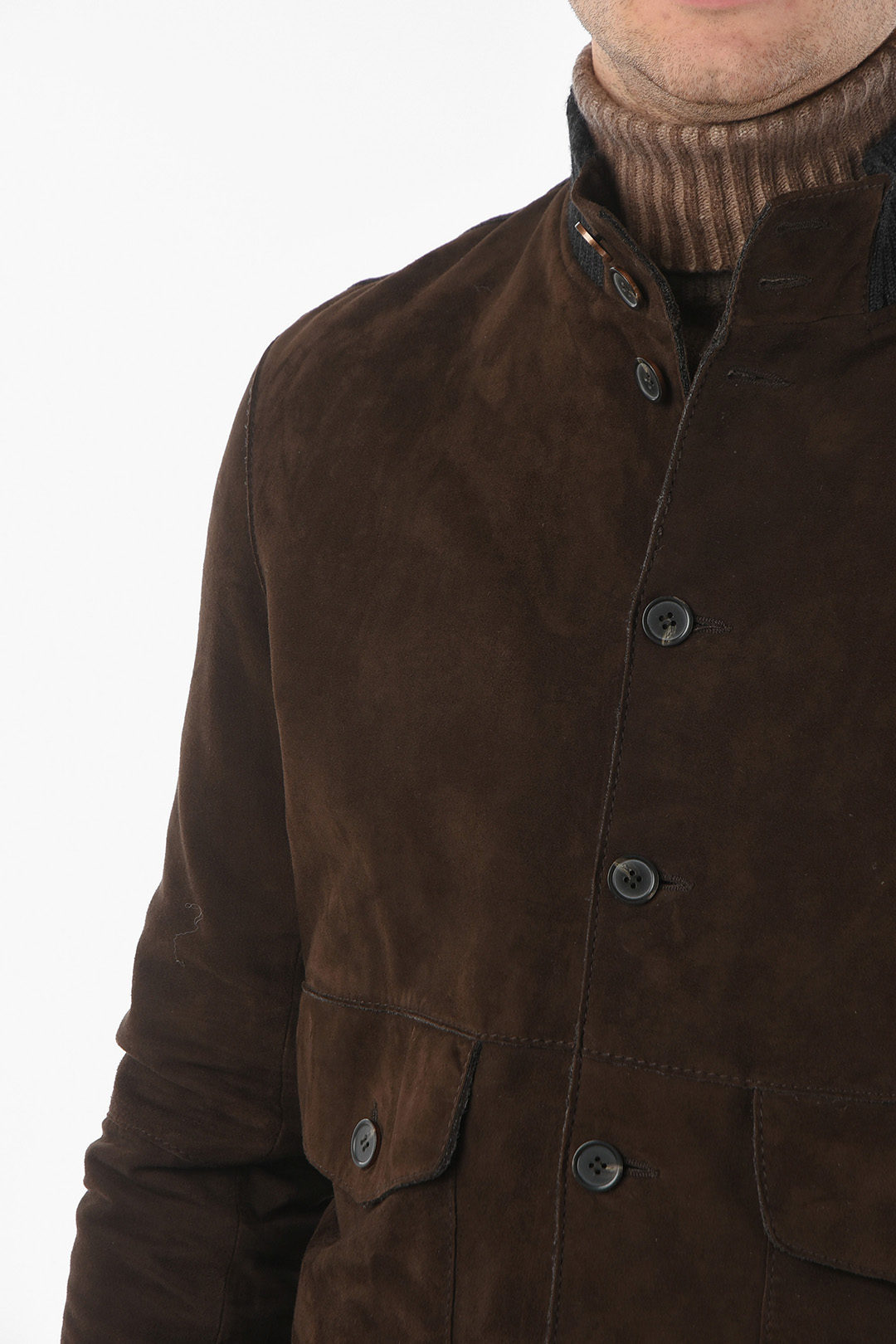 Altea Suede Leather Padded Jacket with Raw Cut Trimmings men - Glamood Outlet