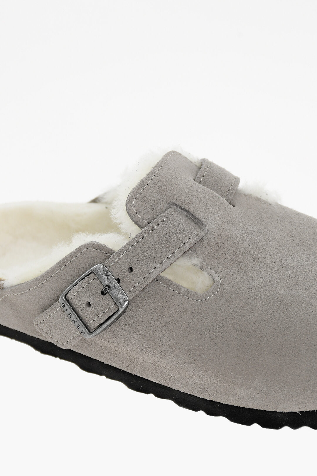 Birkenstock Suede Leather Sabot With Shearling Padding women - Glamood ...