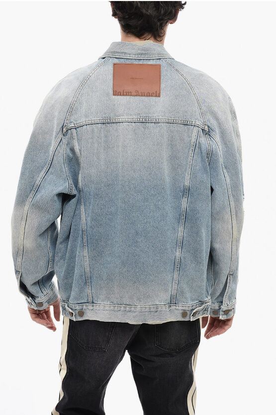 Palm Angels SUNSET Denim Jacket with Distressed Effect men - Glamood Outlet