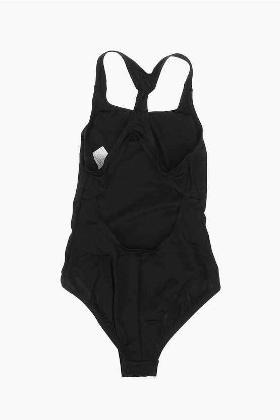 Nike KIDS SWIM Solid Color One Piece Swimsuit with Printed Logo girls ...