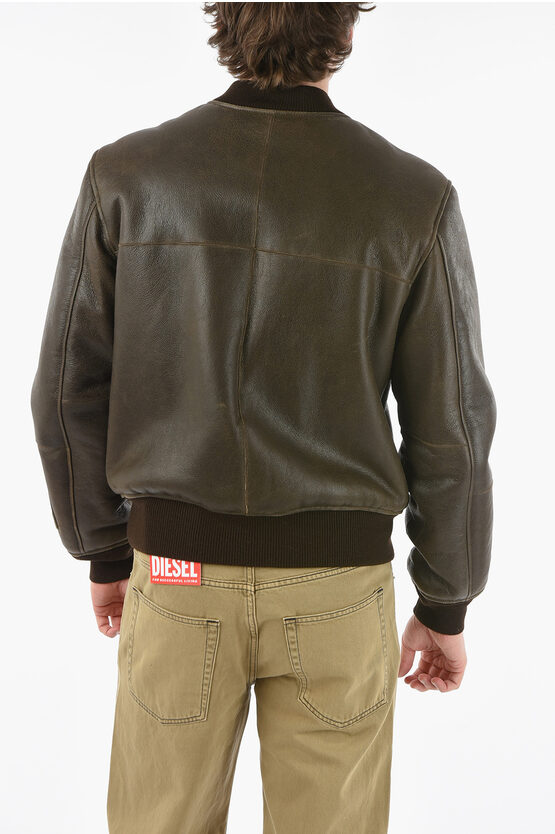 Diesel Teddy Inner Leather L-CARTER Bomber Jacket men - Glamood Outlet
