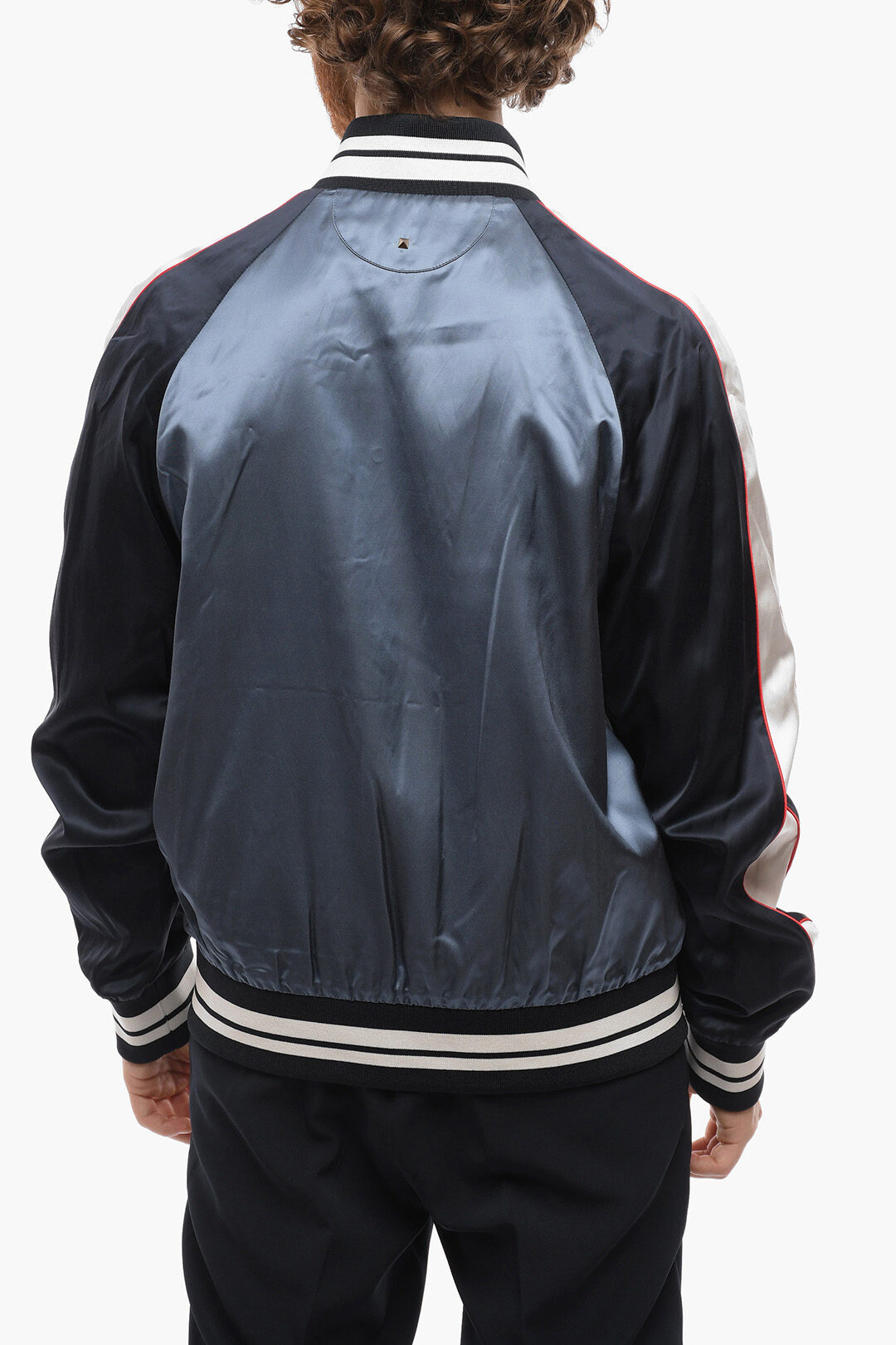 Valentino Terry Patch Logo Satin Bomber Jacket men - Glamood Outlet