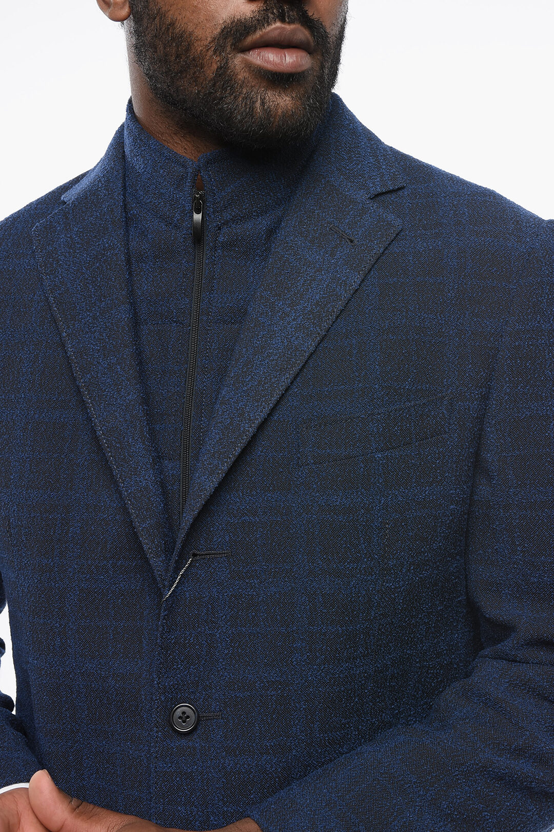 Nino Danieli Texture Fabric Blazer with Removable Double Collar men ...